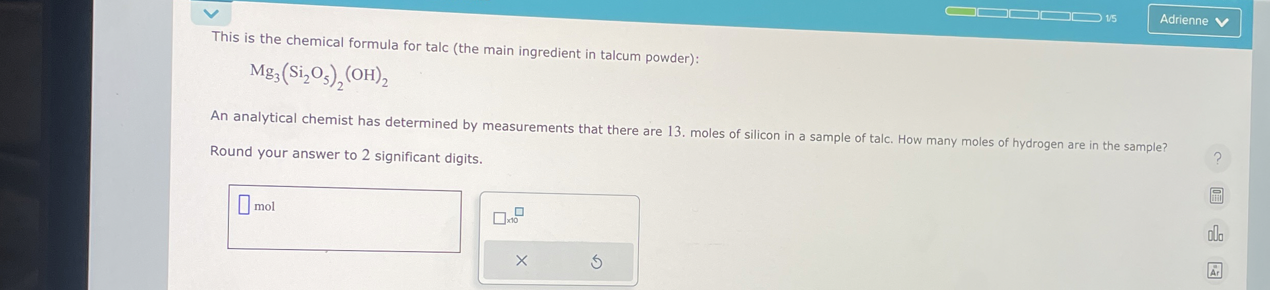 Solved This is the chemical formula for talc (the main | Chegg.com