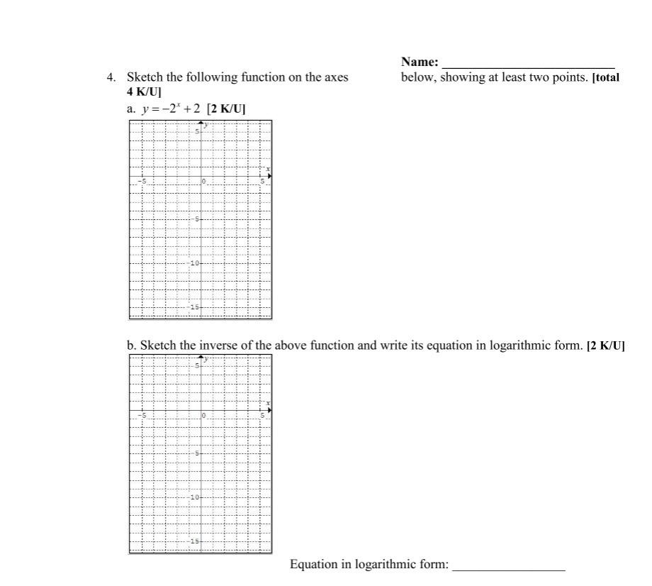 Solved Name: 4. Sketch the following function on the axes | Chegg.com