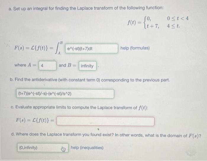 Solved a. Set up an integral for finding the Laplace | Chegg.com