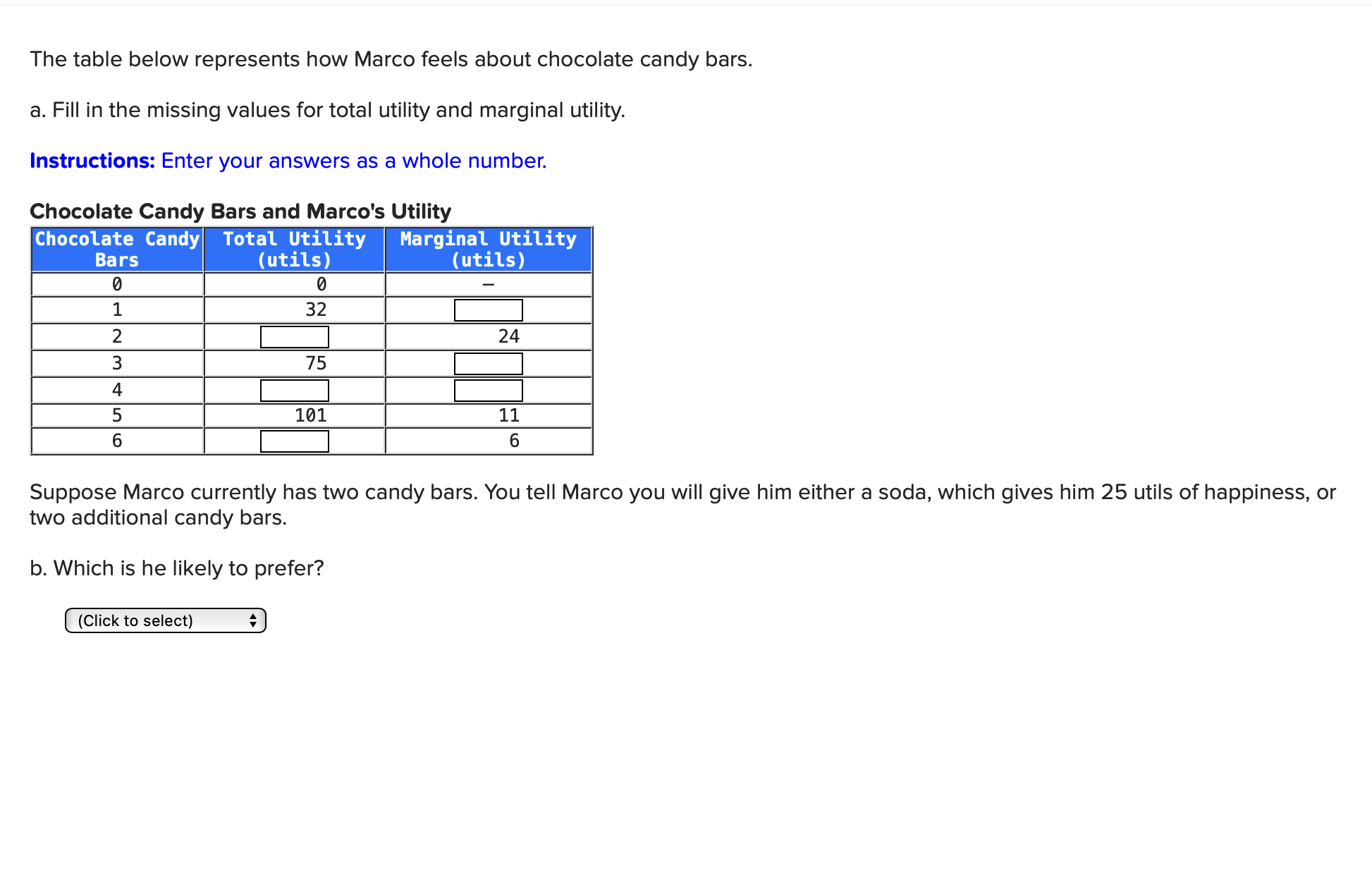 Solved The table below represents how Marco feels about | Chegg.com
