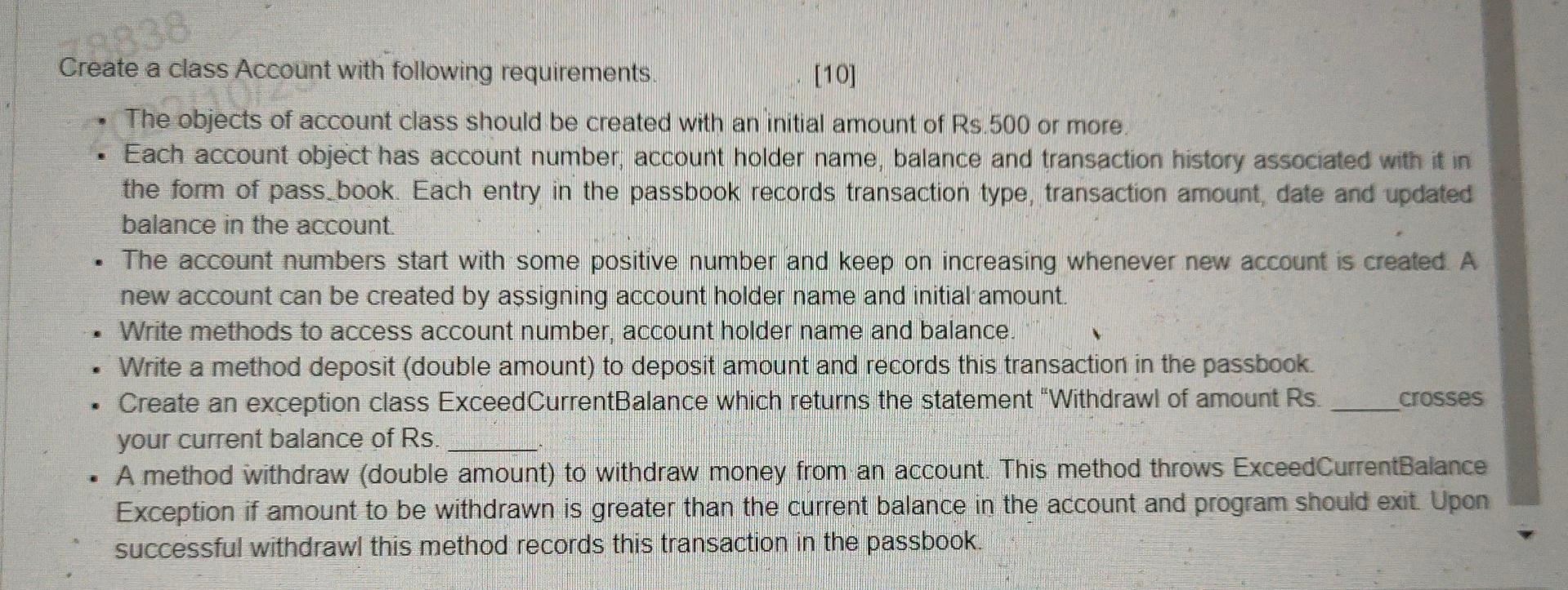 Solved Create A Class Account With Following Requirements