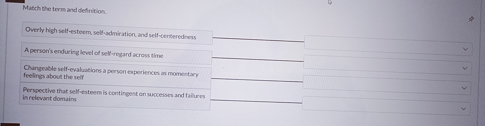 Solved Match the term and definition.Overly high | Chegg.com