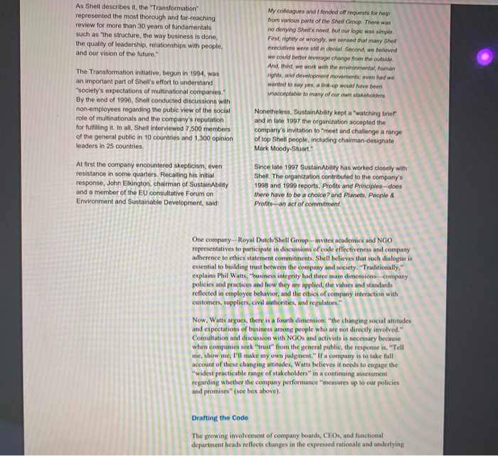 Solved As Shell describes it, the Transformation represented | Chegg.com