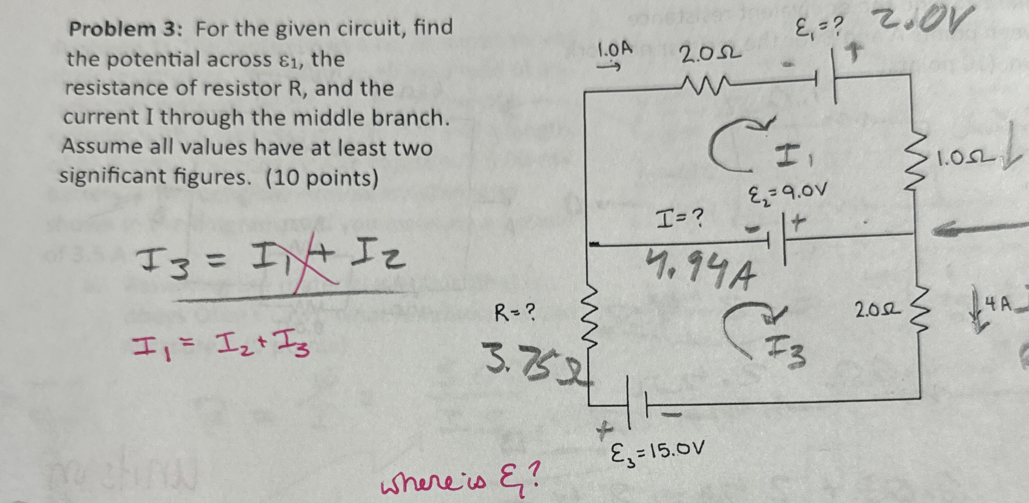 Solved Problem 3: For the given circuit, find the potential | Chegg.com