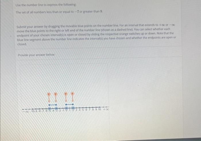 Solved Use the number line to express the following: The set | Chegg.com