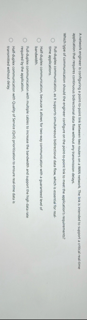 Solved A network engineer is configuring a point-to-point | Chegg.com