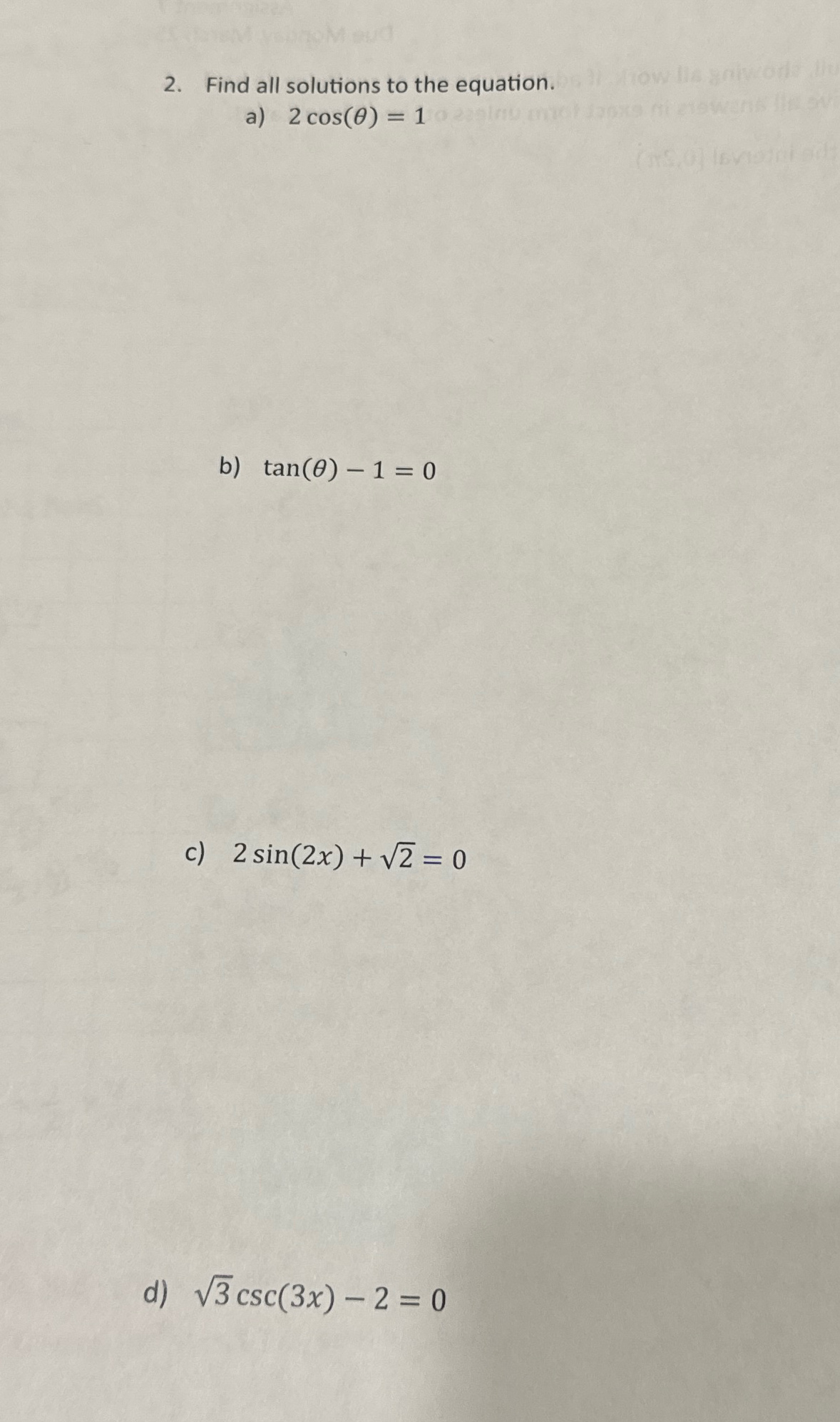 Solved Find all solutions to the | Chegg.com