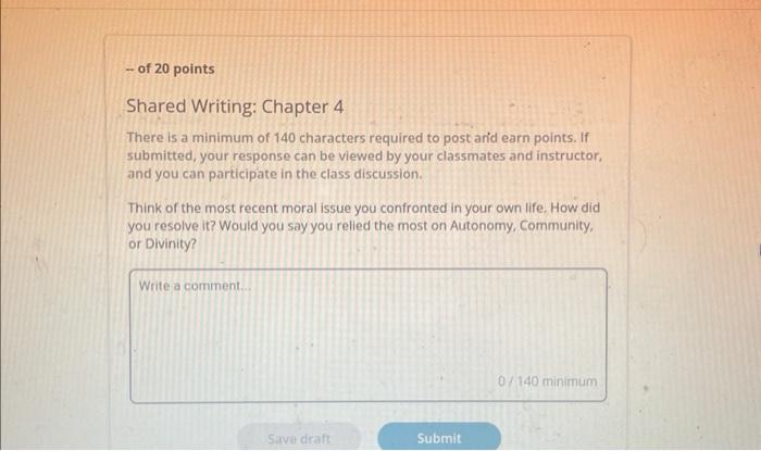 Solved - of 20 points Shared Writing: Chapter 4 There is a | Chegg.com