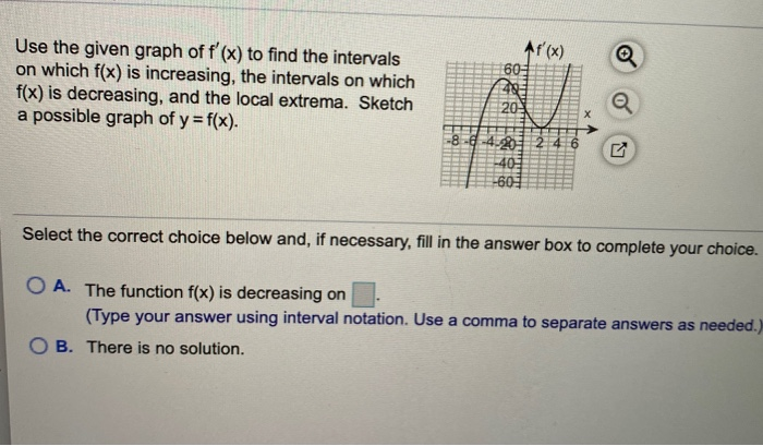 Solved Use the given graph of f(x) to find the intervals on | Chegg.com