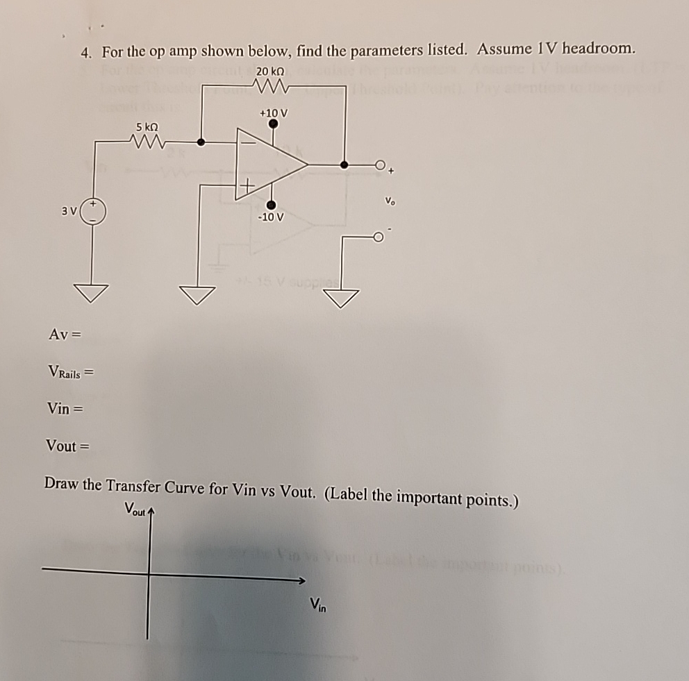 Solved For the op amp shown below, find the parameters | Chegg.com