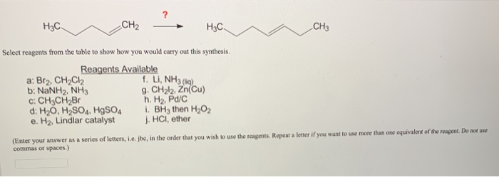 Solved g. Li, NH3 (lig) Reagents Available a. H20, H2SO4, | Chegg.com