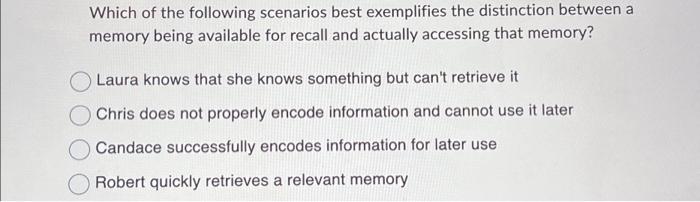 Solved Which of the following scenarios best exemplifies the | Chegg.com
