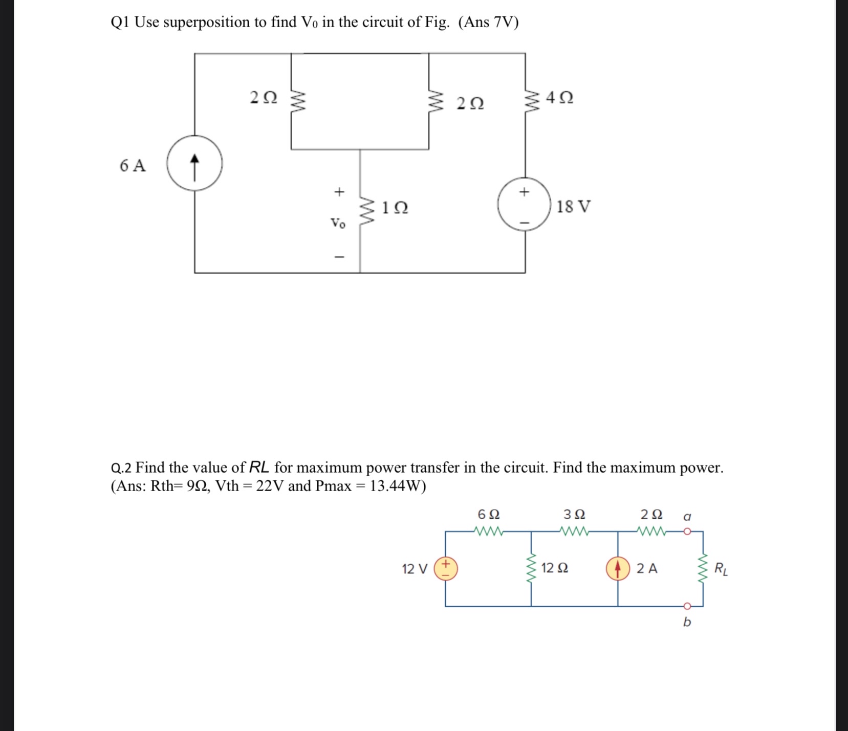 Solved Q1 ﻿Use superposition to find V0 ﻿in the circuit of | Chegg.com