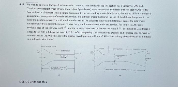 Solved 4.19 We wish to operate a low-speed subsonic wind | Chegg.com