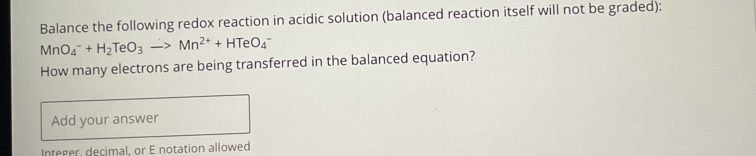 Solved Balance the following redox reaction in acidic | Chegg.com