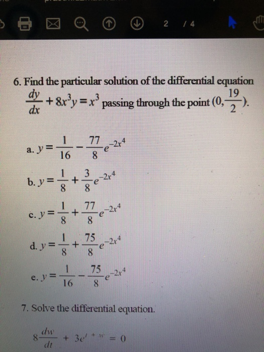 Solved 6. Find the particular solution of the differential | Chegg.com