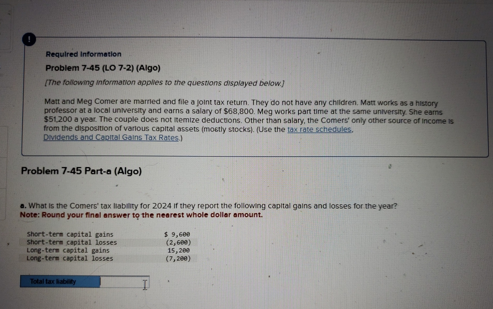 Solved !Required InformationProblem 7-45 (LO 7-2) (Algo)[The | Chegg.com