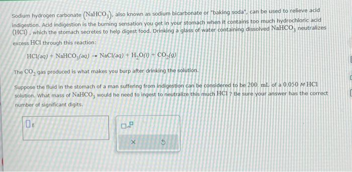 Solved Sodium hydrogen carbonate (NaHCO3), also known as | Chegg.com