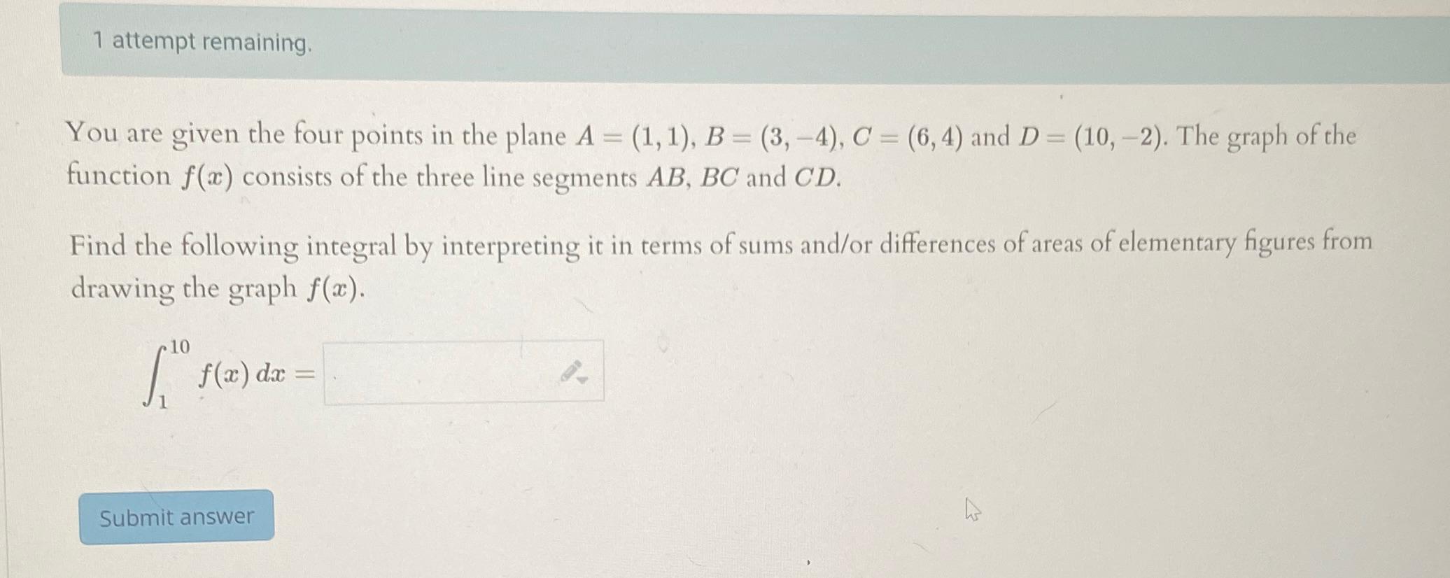 Solved 1 ﻿attempt remaining.You are given the four points in | Chegg.com