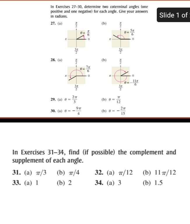 Solved In Exercises 27-30, determine two coterminal angles | Chegg.com