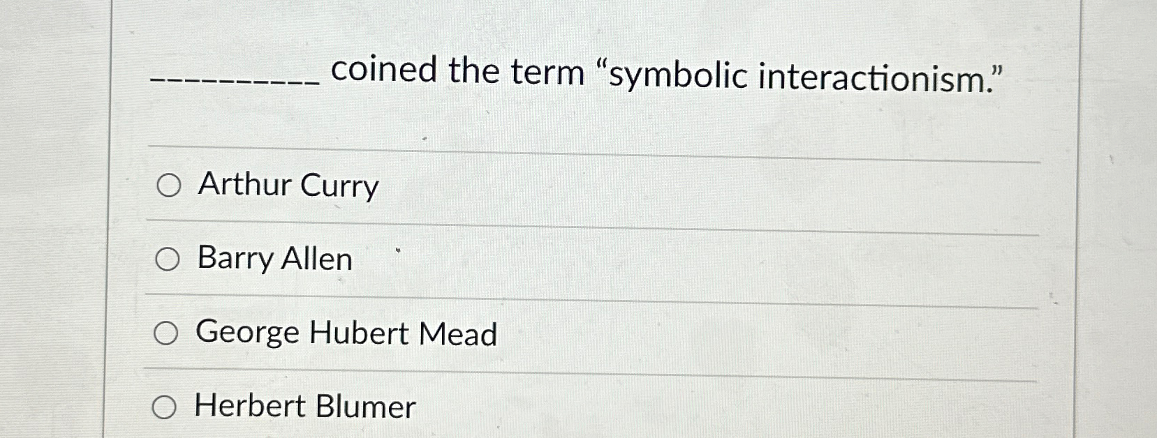 Solved coined the term "symbolic interactionism."Arthur | Chegg.com