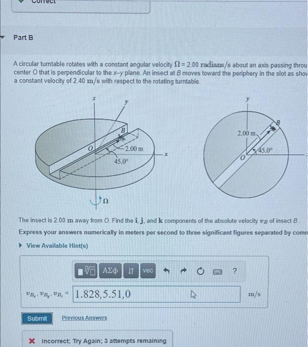 Solved Part B A circular tumtable rotates with a constant | Chegg.com