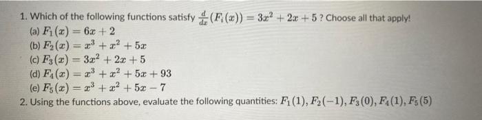 1. Which of the following functions satisfy | Chegg.com
