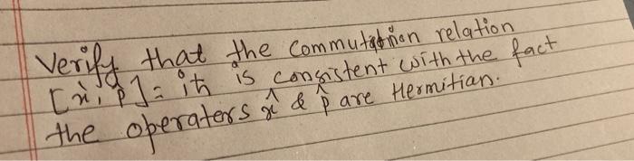 Solved fact ㅈ Verify that the commutation relation [x, & it | Chegg.com