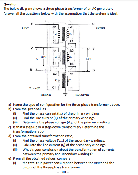 Solved QuestionThe below diagram shows a three-phase | Chegg.com