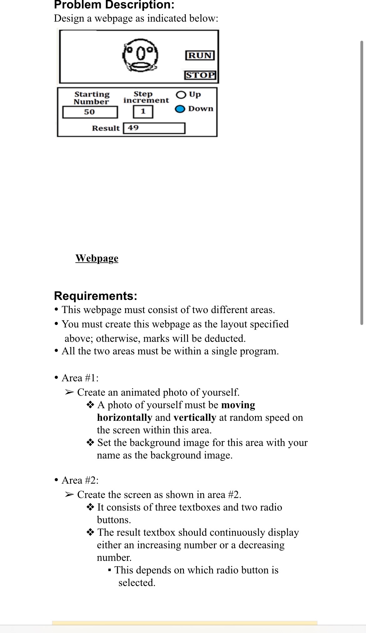 Solved Problem Description:Design a webpage as indicated | Chegg.com