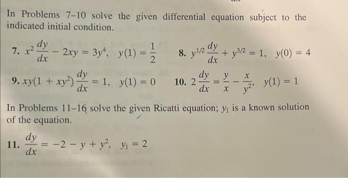Solved In Problems 7−10 solve the given differential | Chegg.com