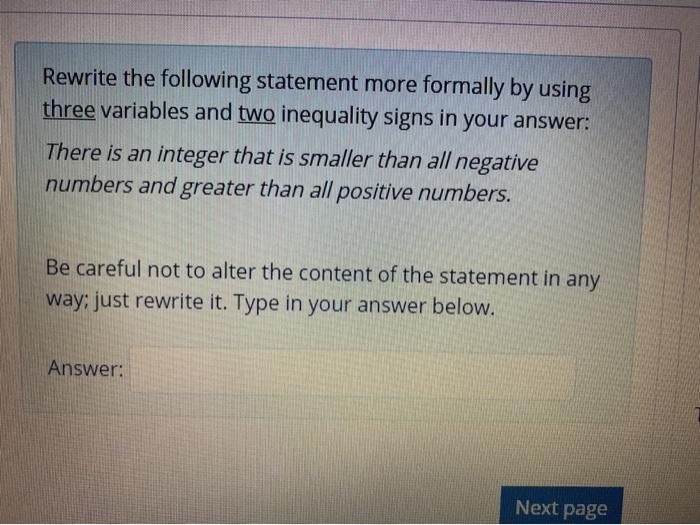 Solved Rewrite the following statement more formally by | Chegg.com