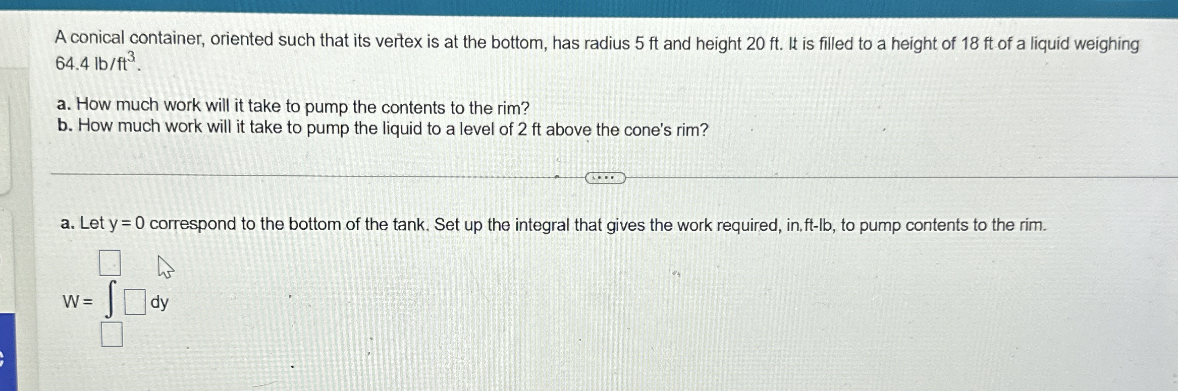 Solved A conical container, oriented such that its vertex is | Chegg.com