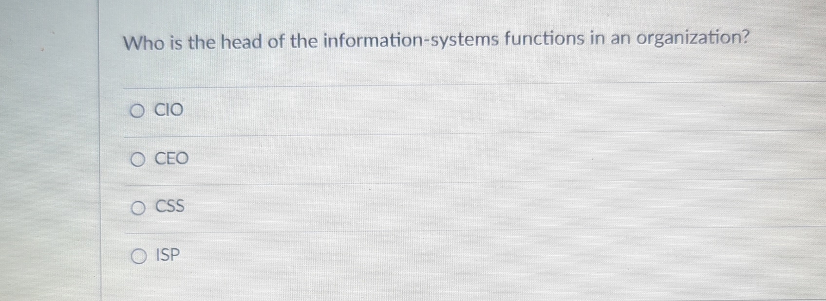 Solved Who is the head of the information-systems functions | Chegg.com