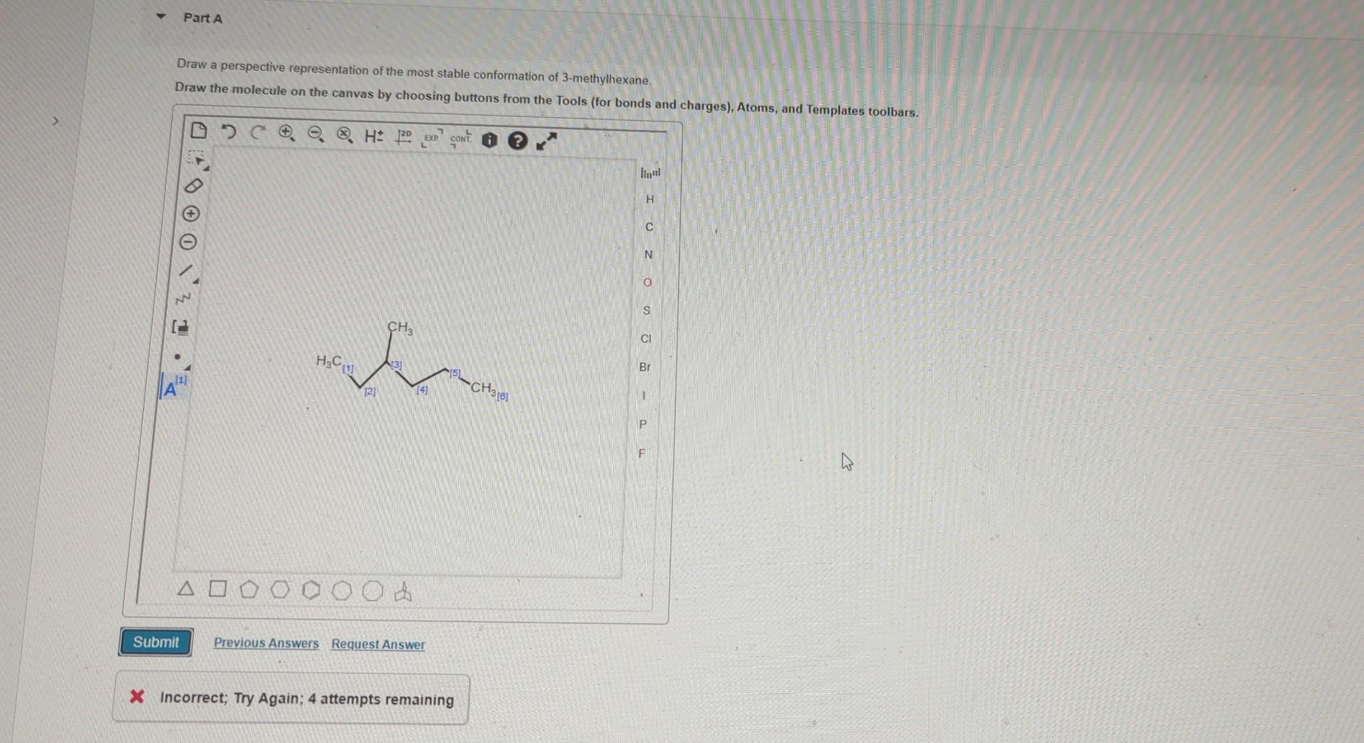 Solved Draw a perspective representation of the most stable | Chegg.com