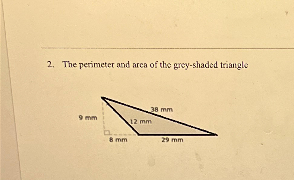 Solved The perimeter and area of the grey-shaded triangle | Chegg.com