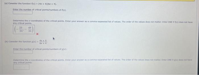 Solved (a) Consider the function f(x)=(4x+5)(6x+4). tater | Chegg.com