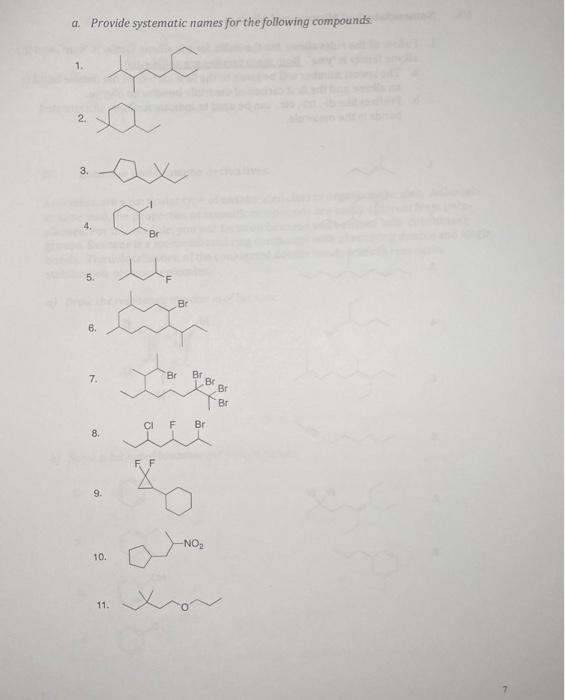 Solved a. Provide systematic names for the following | Chegg.com
