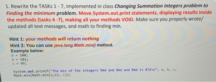 Solved 1. Rewrite the TASKS 1 - 7, implemented in class | Chegg.com
