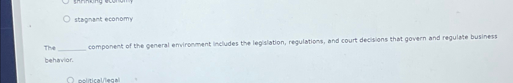 Solved stagnant economyThe component of the general | Chegg.com