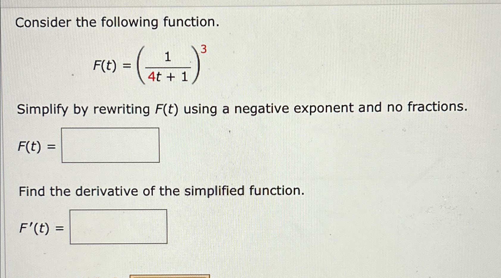 Solved Consider The Following Function F T 14t 1 3simplify