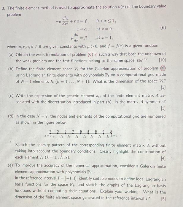 Solved ) 3. The finite element method is used to approximate | Chegg.com