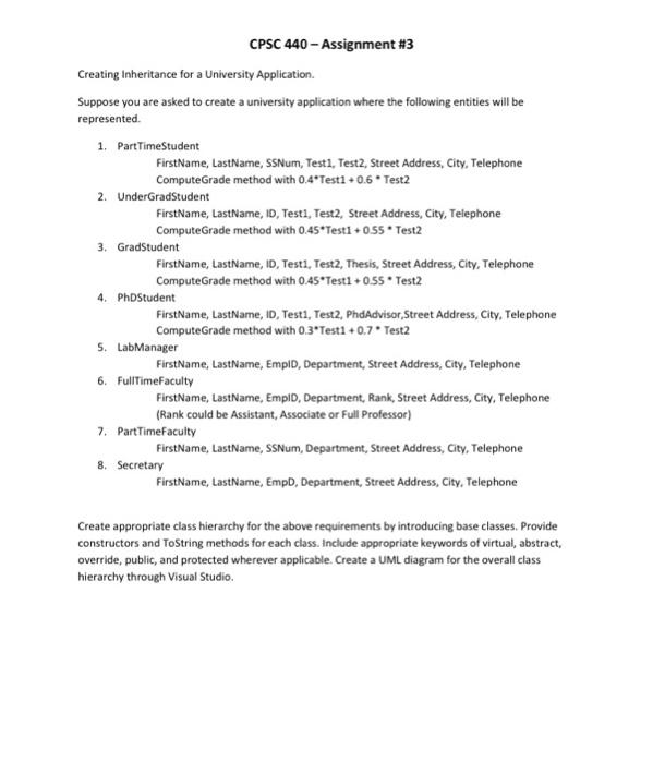 Solved Cpsc 440 Assignment 3 Creating Inheritance For A 5360