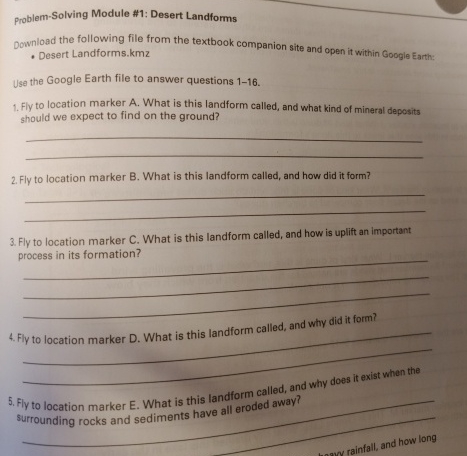 Solved Problem-Solving Module #1: Desert LandformsDownload | Chegg.com