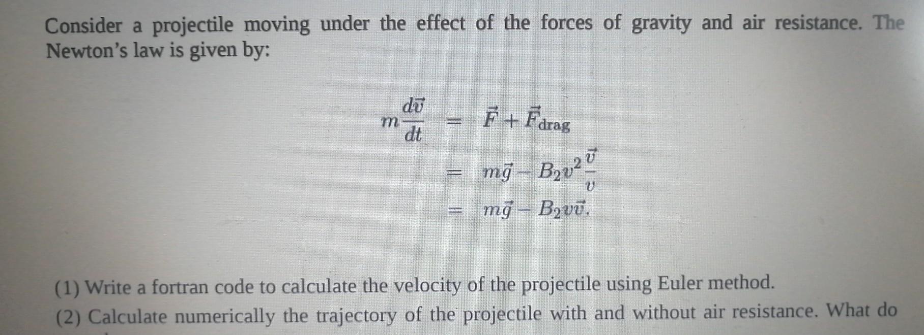 Consider a projectile moving under the effect of the | Chegg.com