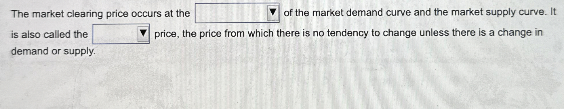 Solved The market clearing price occurs at the ﻿of the | Chegg.com