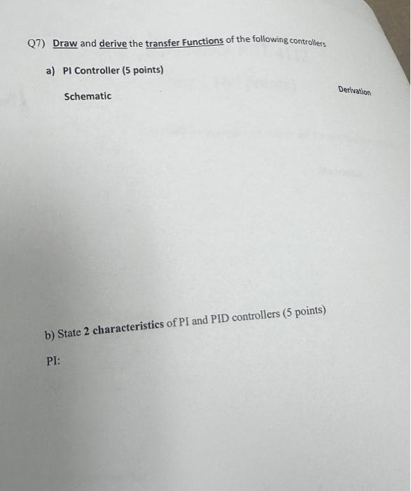 Solved Q7) Draw and derive the transfer Functions of the | Chegg.com