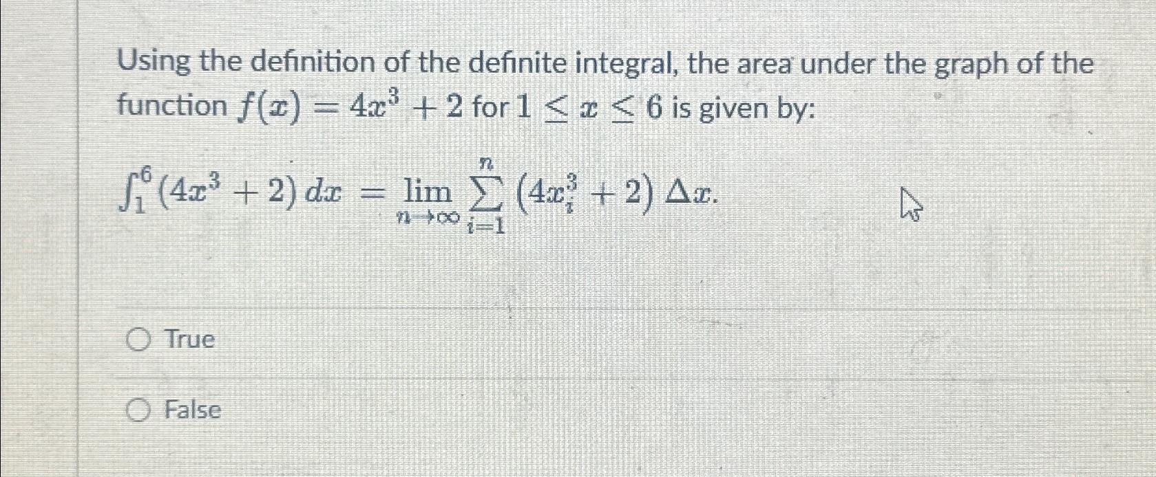 Solved Using the definition of the definite integral, the | Chegg.com