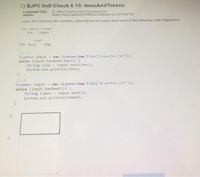 Solved O BJP5 Self-Check 6.15: linesAnd Tokens | Chegg.com