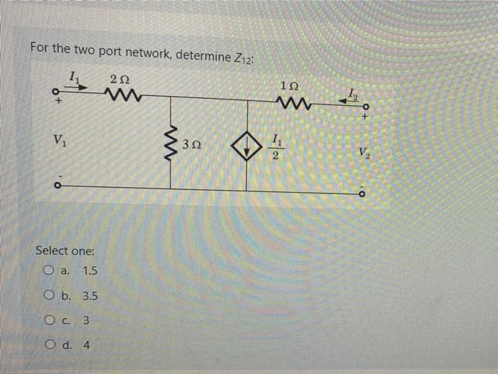 Solved For the two port network, determine Z12: 222 w 122 W | Chegg.com